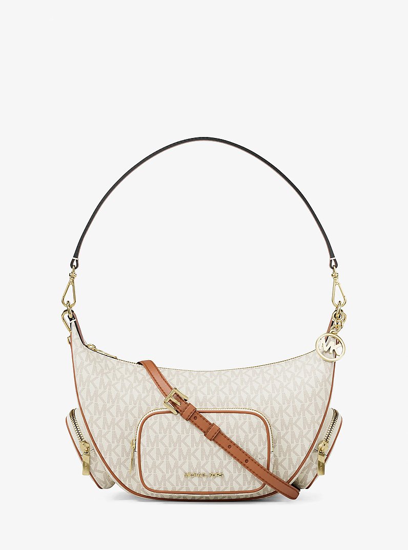 Merritt Medium Signature Logo Convertible Shoulder Bag in VANILLA ...
